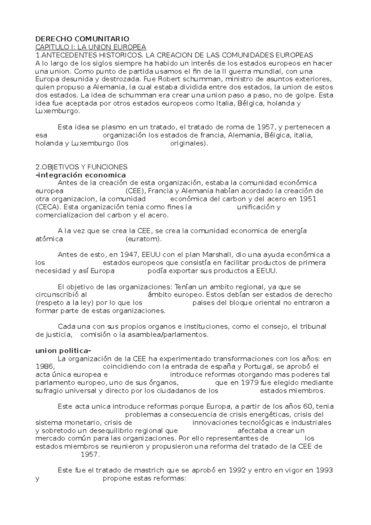 Derecho Comunitario - DERECHO COMUNITARIO CAPITULO I: LA UNION EUROPEA ...