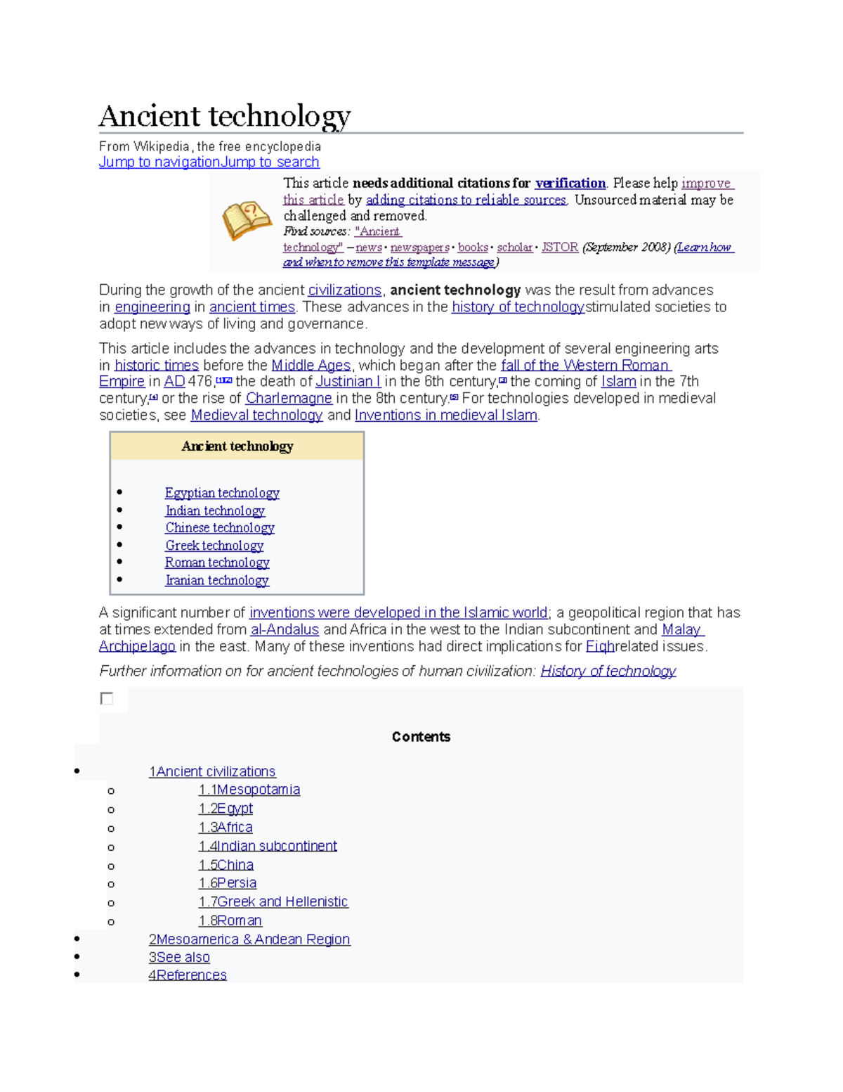 Ancient technology - Lecture notes 1-6 - Ancient technology From ...