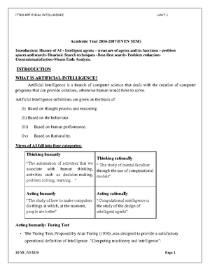 AI Chapter 4 - AI Lecture Notes - Chapter- 4 Knowledge Representation ...