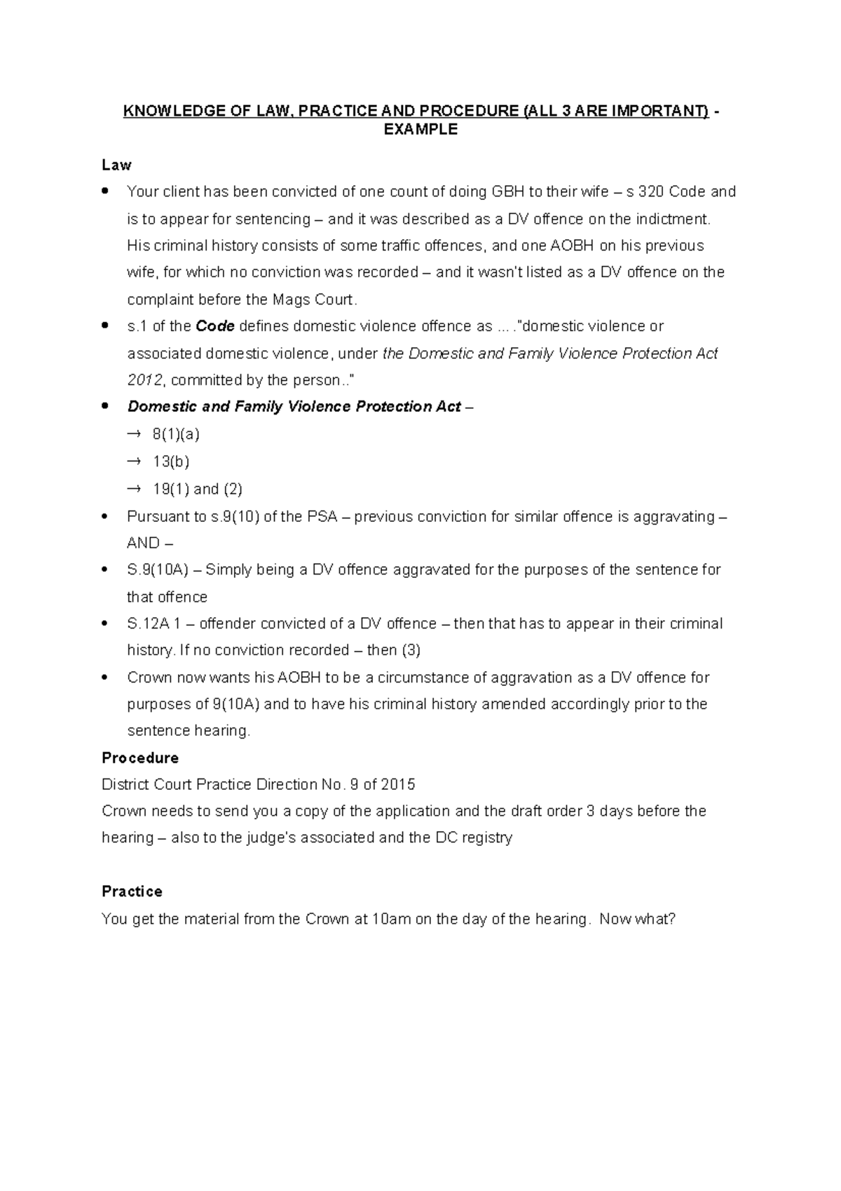 Knowledge OF LAW - notes - KNOWLEDGE OF LAW, PRACTICE AND PROCEDURE ...