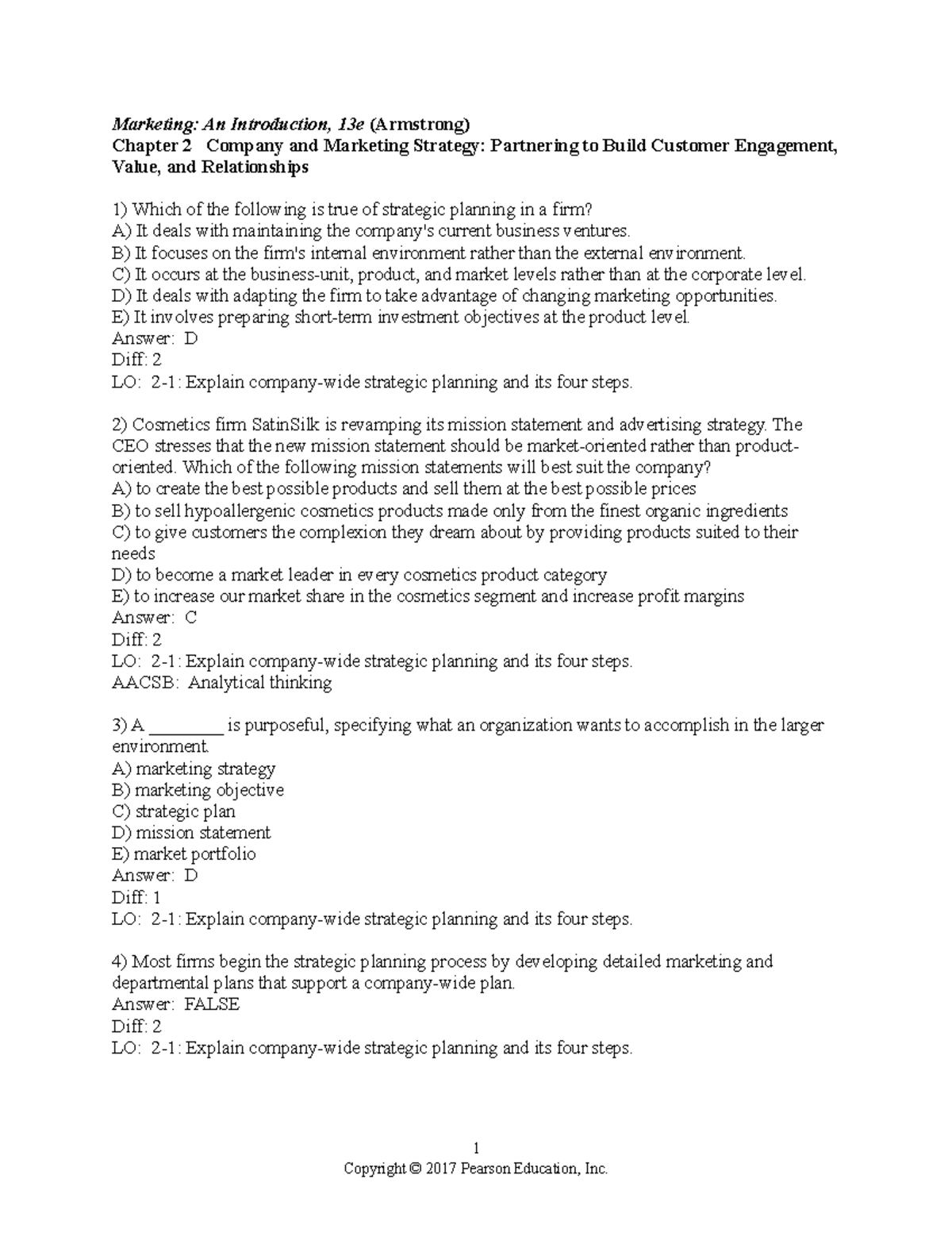 MKT-Testsamples - Practice sample question based on textbook ...