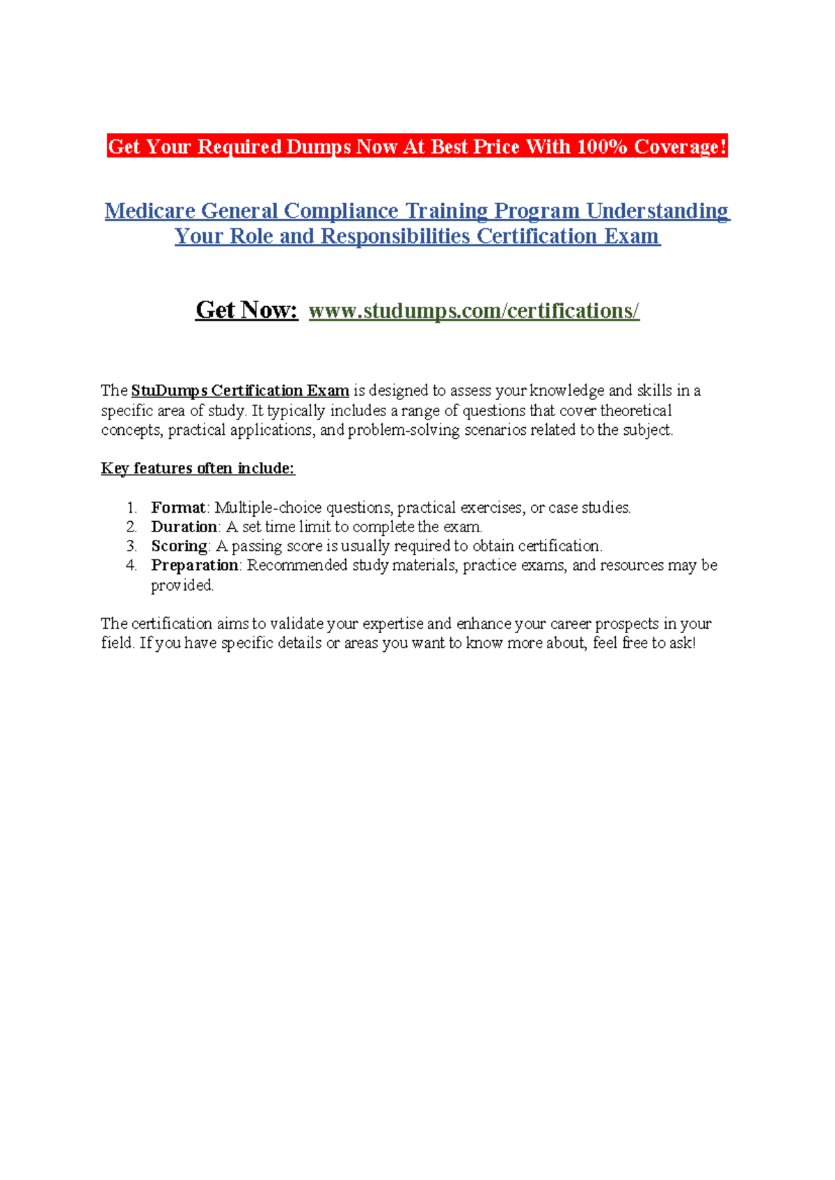 Medicare General Compliance Training Program Understanding Your Role ...