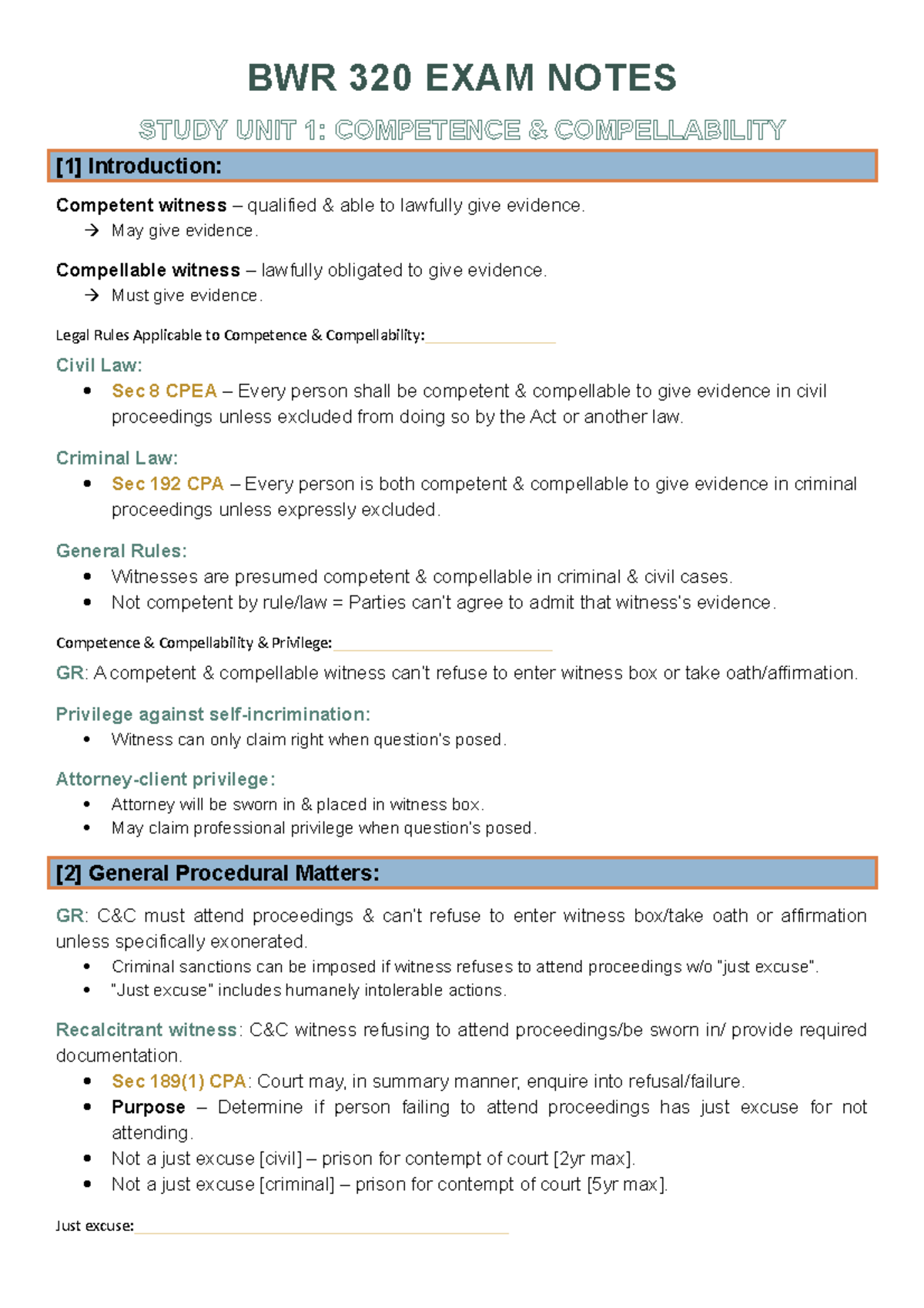 BWR 320 EXAM Notes - Full scope of themes 1 - 5. - BWR 320 EXAM NOTES ...