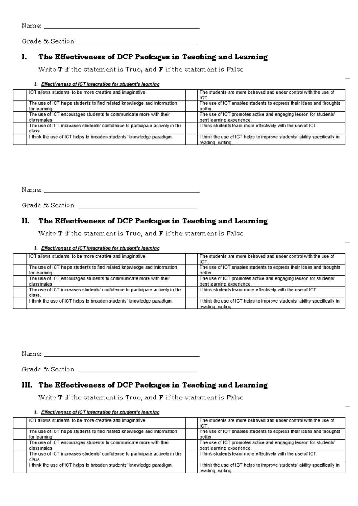 Ict evaluation for learners - Name ...