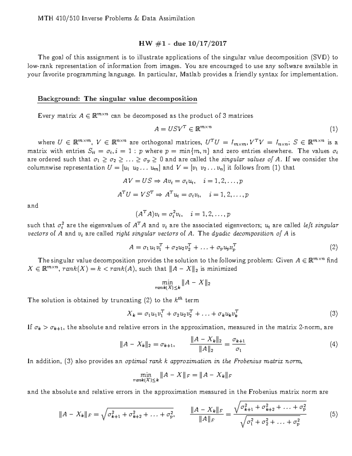 HW 1 - MTH 410/510 Inverse Problems &amp; Data Assimilation HW #1 - due ...