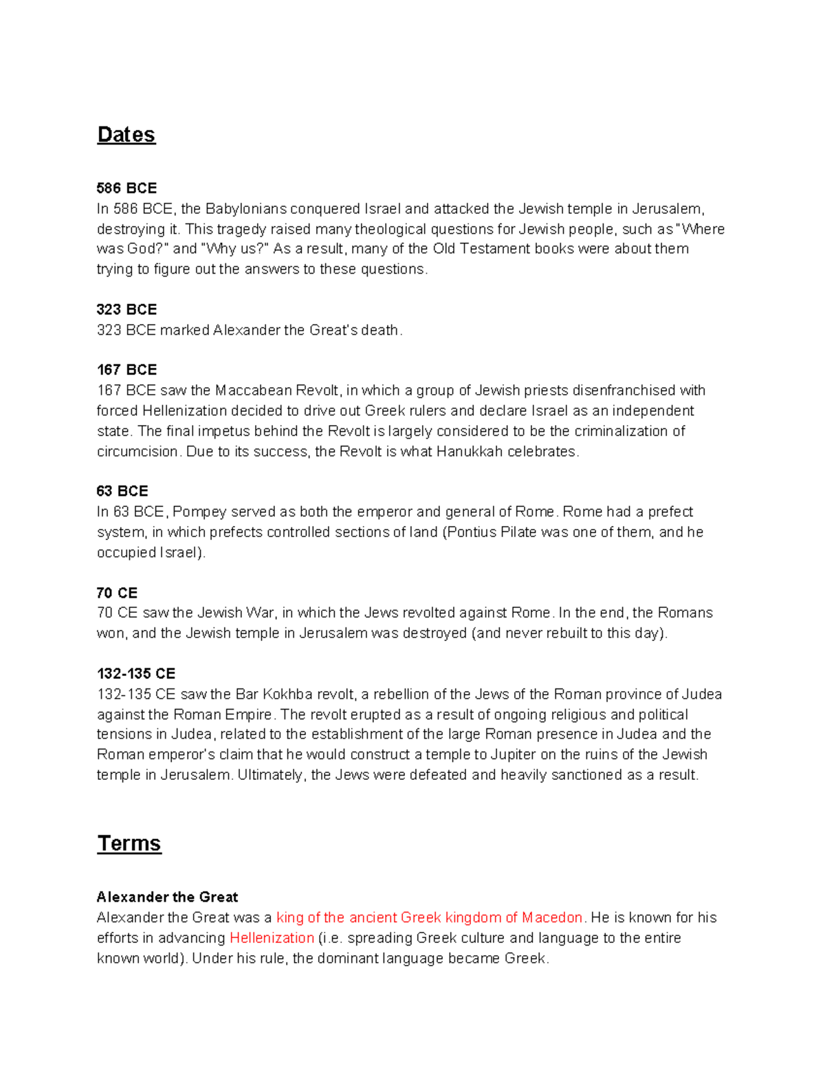Midterm Identification Study Guide - Dates 586 BCE In 586 BCE, the ...