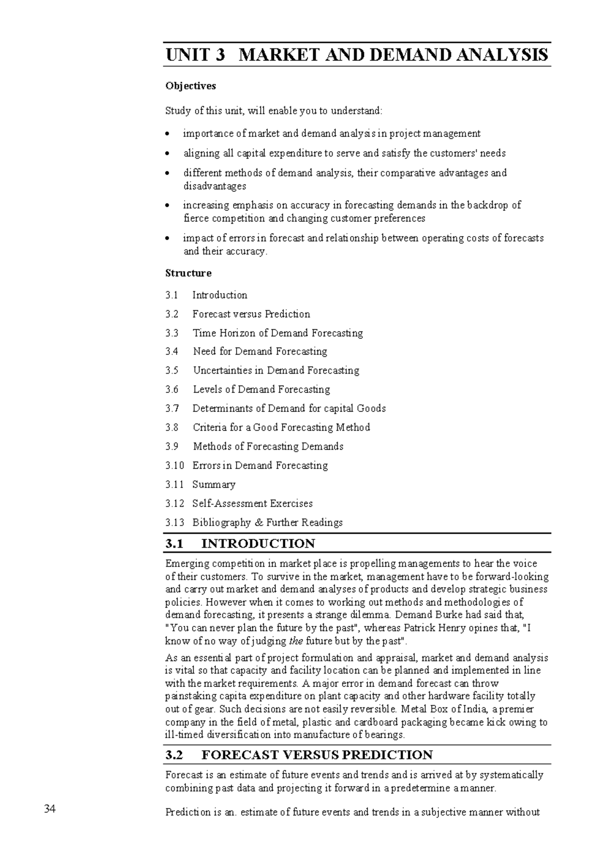 Demand Forecasting - Project Formulation and Appraisal UNIT 3 MARKET ...