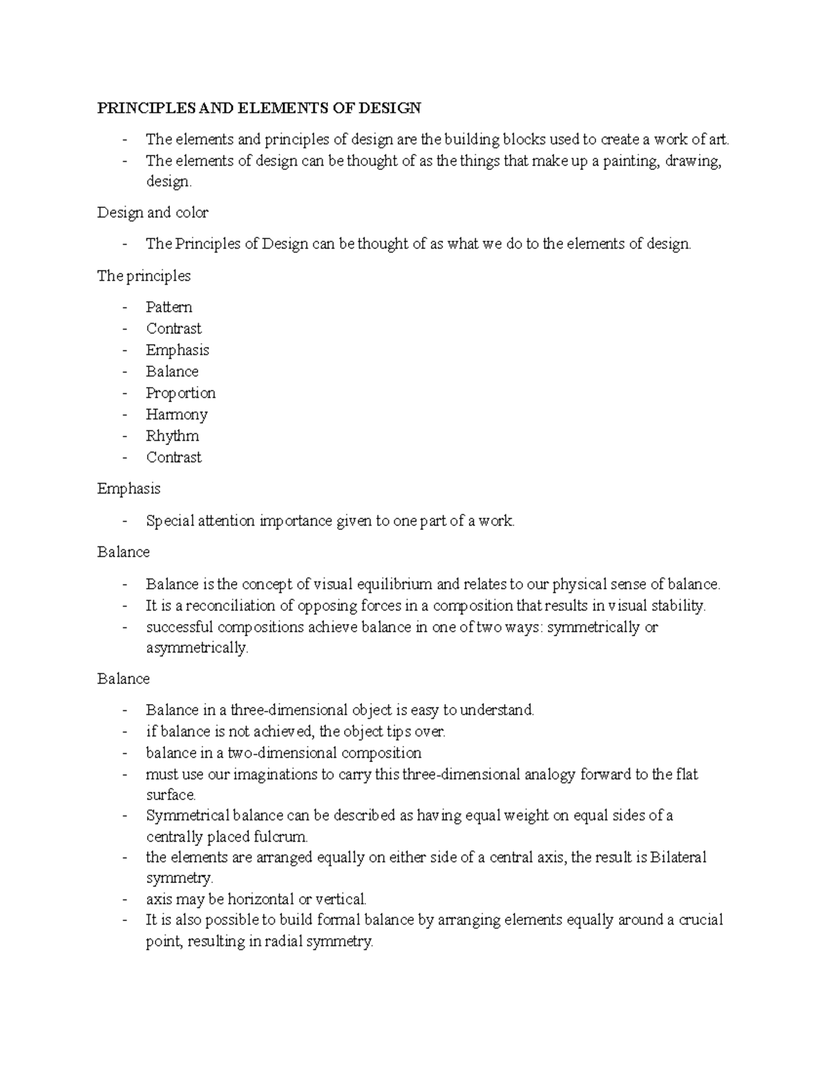 Fashion And Textile Industry notes 1 - PRINCIPLES AND ELEMENTS OF ...