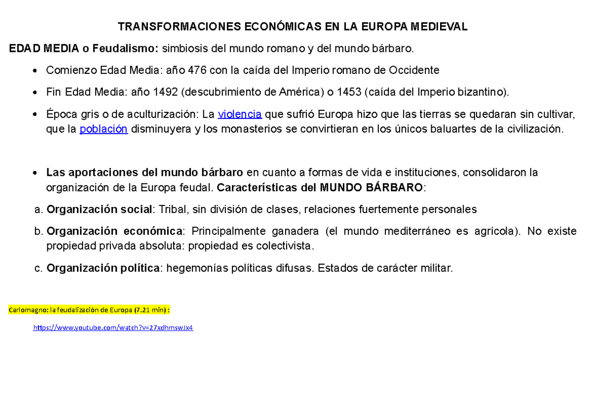 Tema 3 Transformaciones Económicas Europa Medieval - TRANSFORMACIONES ECONÓMICAS EN LA EUROPA ...