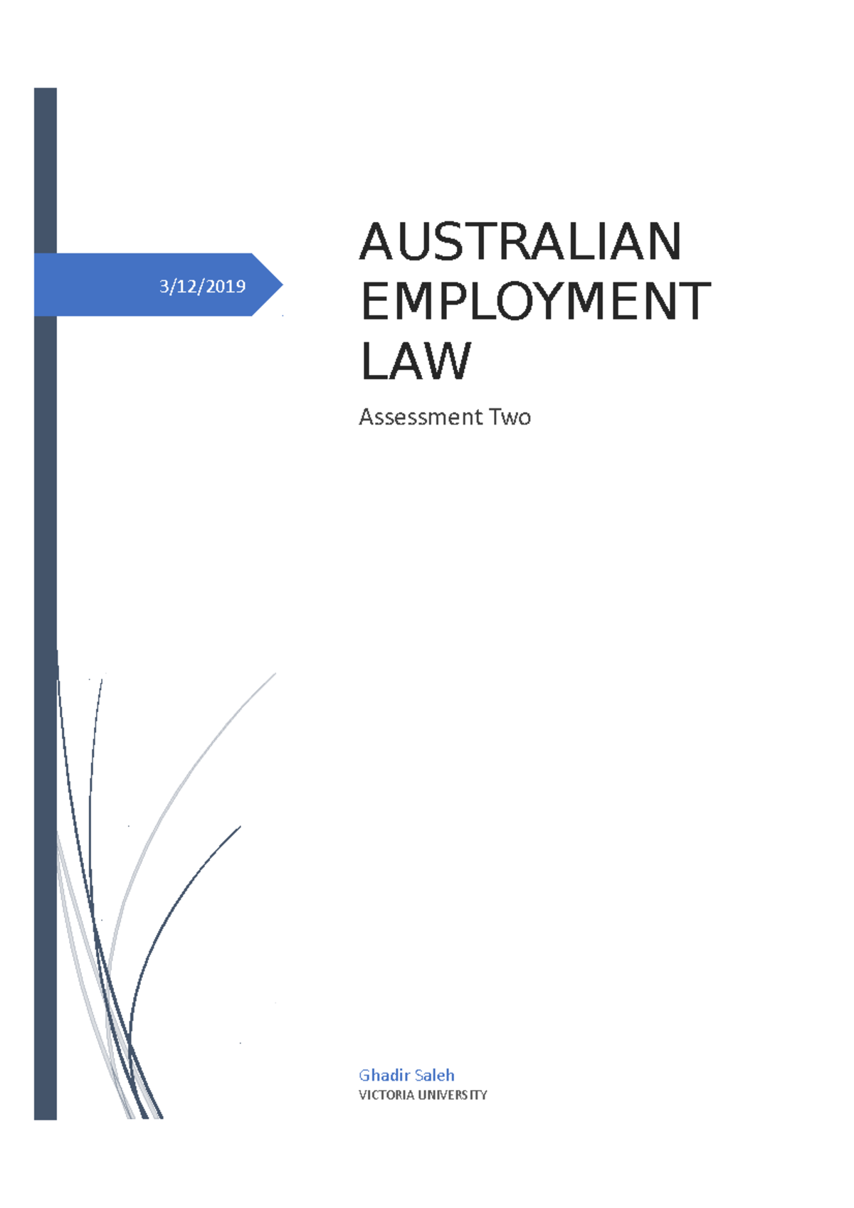 Employment law assessment - 3/12/2019 AUSTRALIAN EMPLOYMENT LAW ...