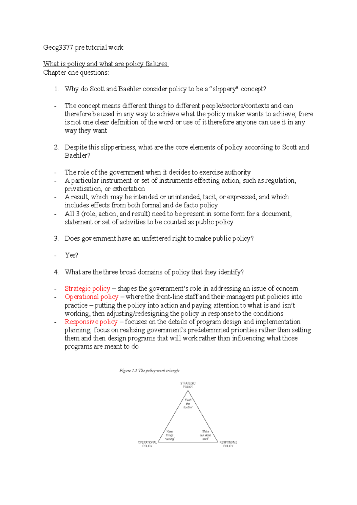 Geog3377 pre tutorial work - Maps the steps in a particular policy plan from its implementation ...