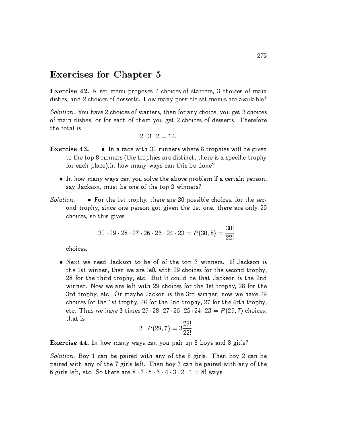 Sol HW 6a - MH1812 - 279 Exercises for Chapter 5 Exercise 42 set menu ...