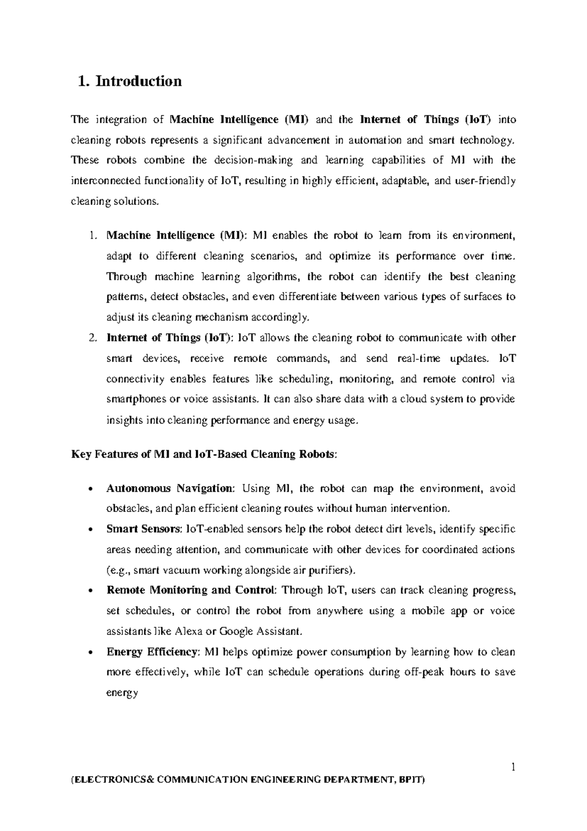Synopsis minor project - 1 1. Introduction The integration of Machine ...