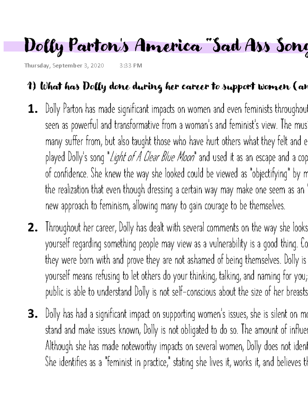 Dolly Parton's America Sad Ass Songs - What has Dolly done during her ...