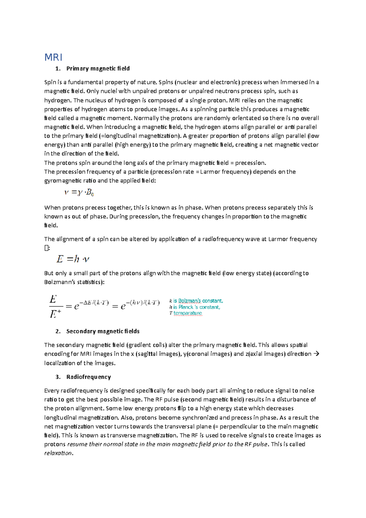 MRIm - Also with questions and answers of old exams - MRI Primary ...