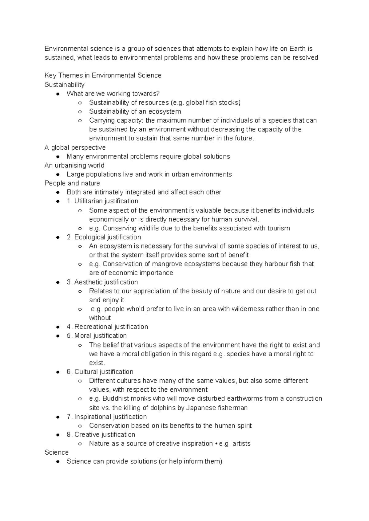 1. Key Themes in Environmental Science - Environmental science is a ...