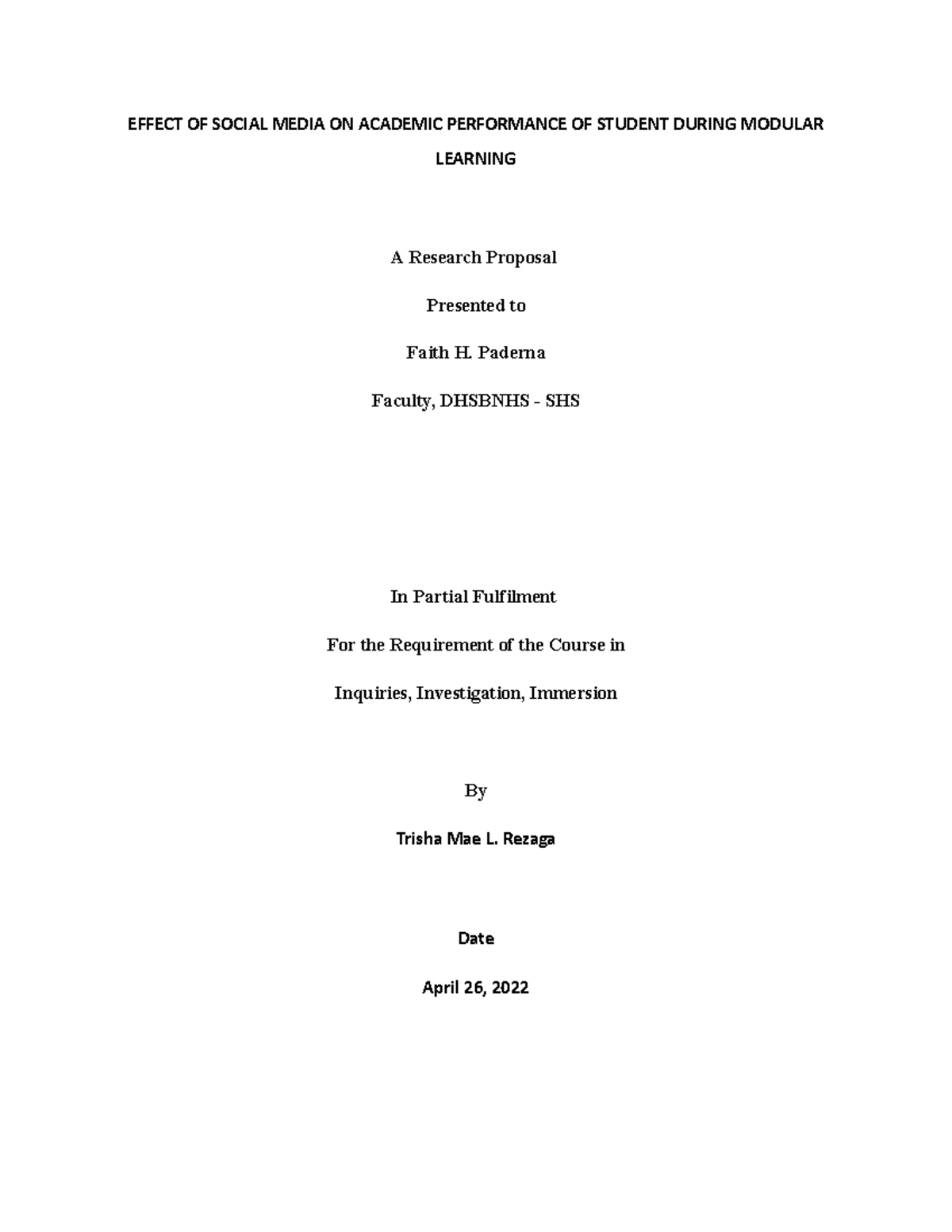 Immersion - EFFECT OF SOCIAL MEDIA ON ACADEMIC PERFORMANCE OF STUDENT ...