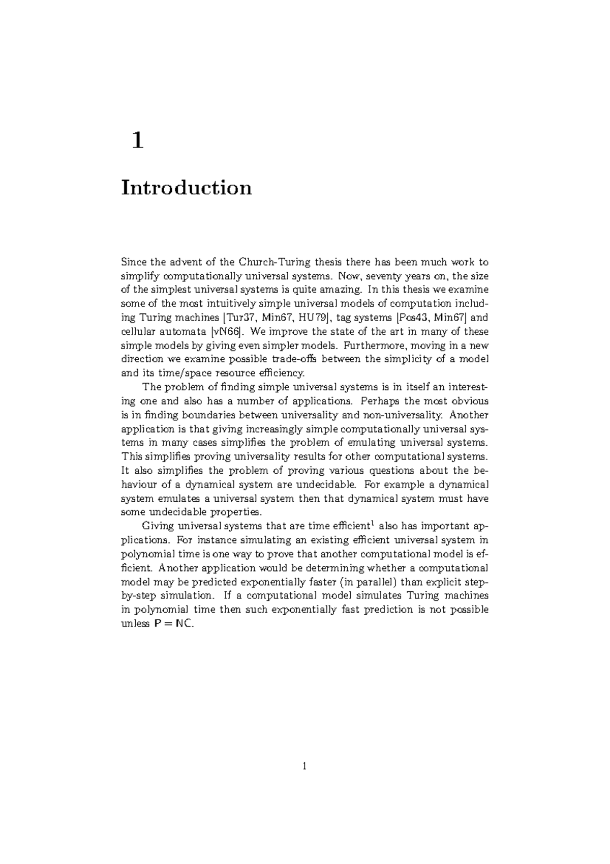 History of simple universal models - 1 Introduction Since the advent of ...