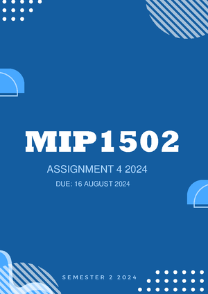 MIP1502 Jan Feb 2024 LE1 - UNIVERSITY EXAMINATIONS January/February ...