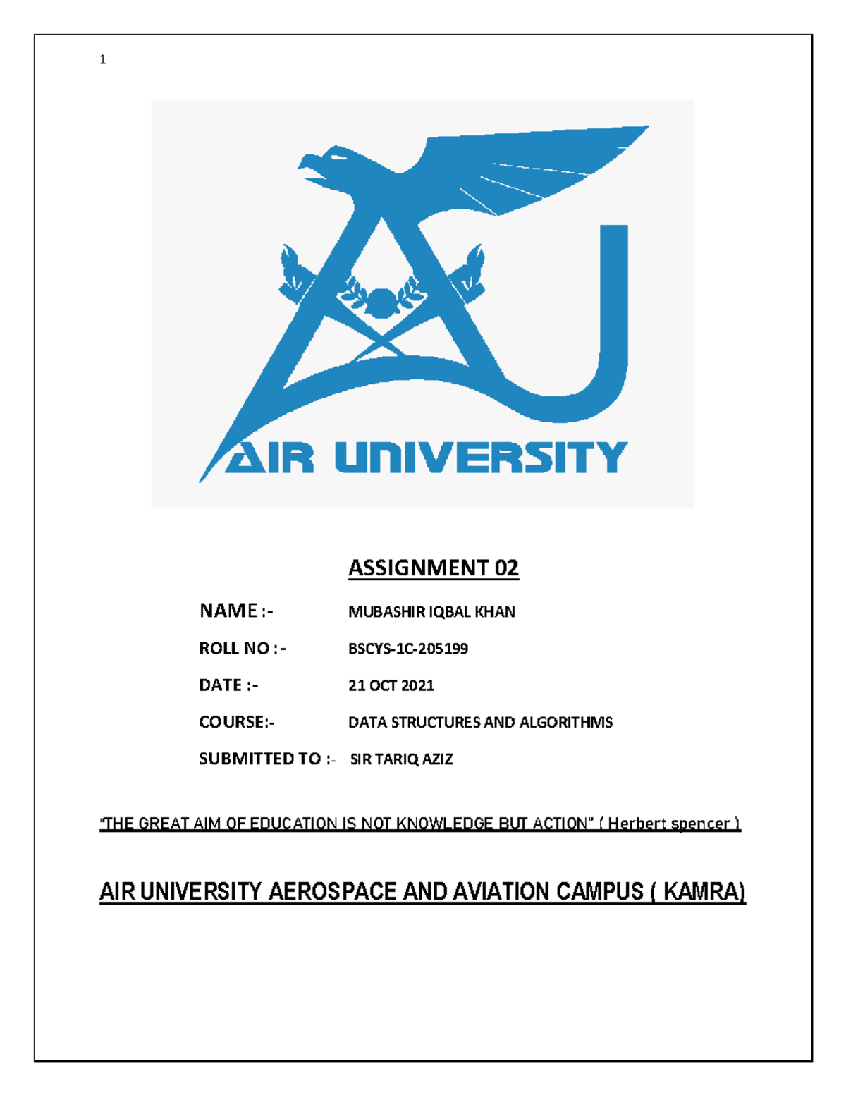 Assignment NO O2 - cn ass - ASSIGNMENT 02 NAME :- MUBASHIR IQBAL KHAN ...