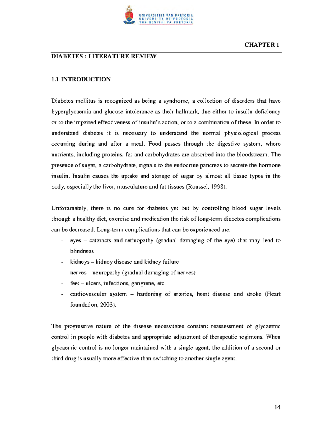 DM research paper - summary - DIABETES : LITERATURE REVIEW 1 ...