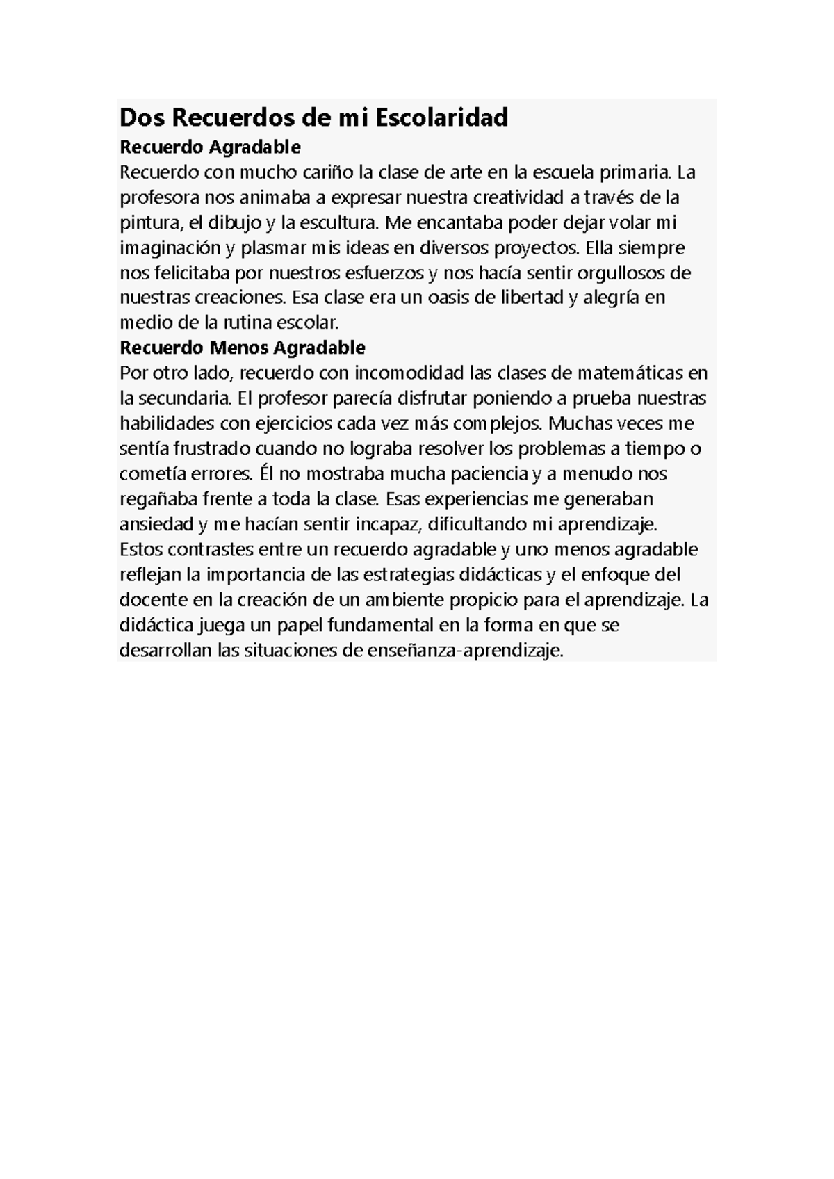 Infografía Dos Recuerdos de mi Escolaridad - Dos Recuerdos de mi ...