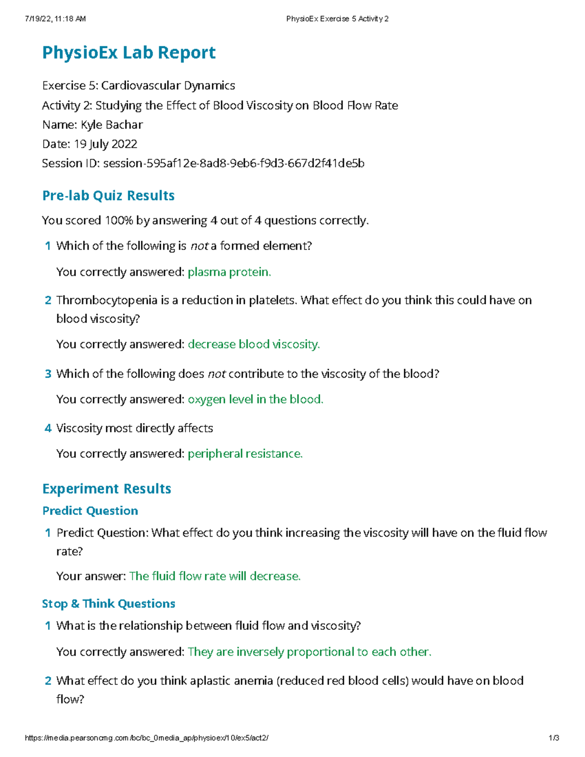 Physio Ex Exercise 5 Activity 2 Kyle 7 19 22 11 18 Am Physioex