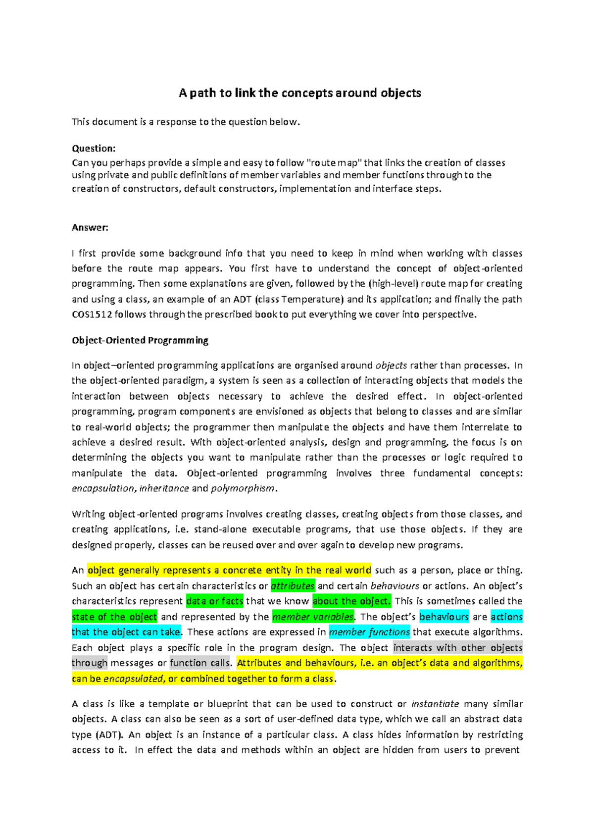 A path to link the concepts around objects - Question: Can you perhaps ...