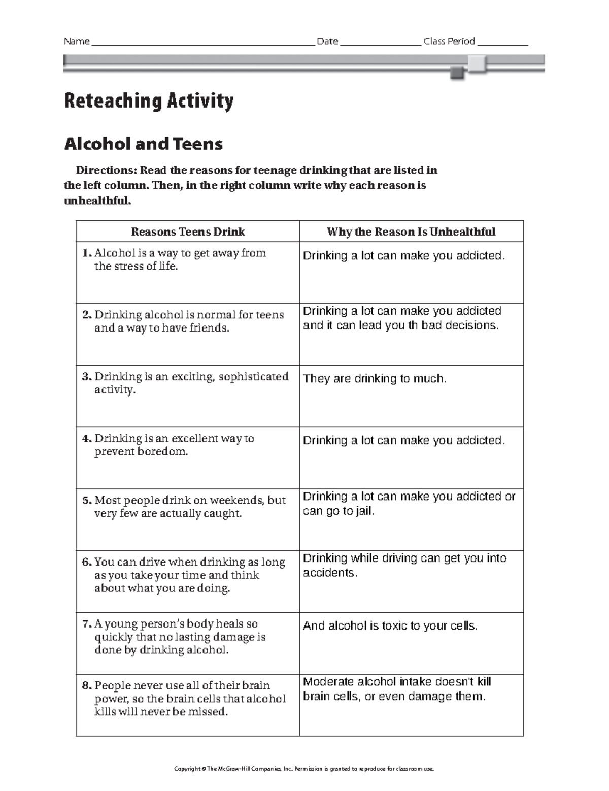 Jacob Wilson - 6.1 Reteaching Activity - Name