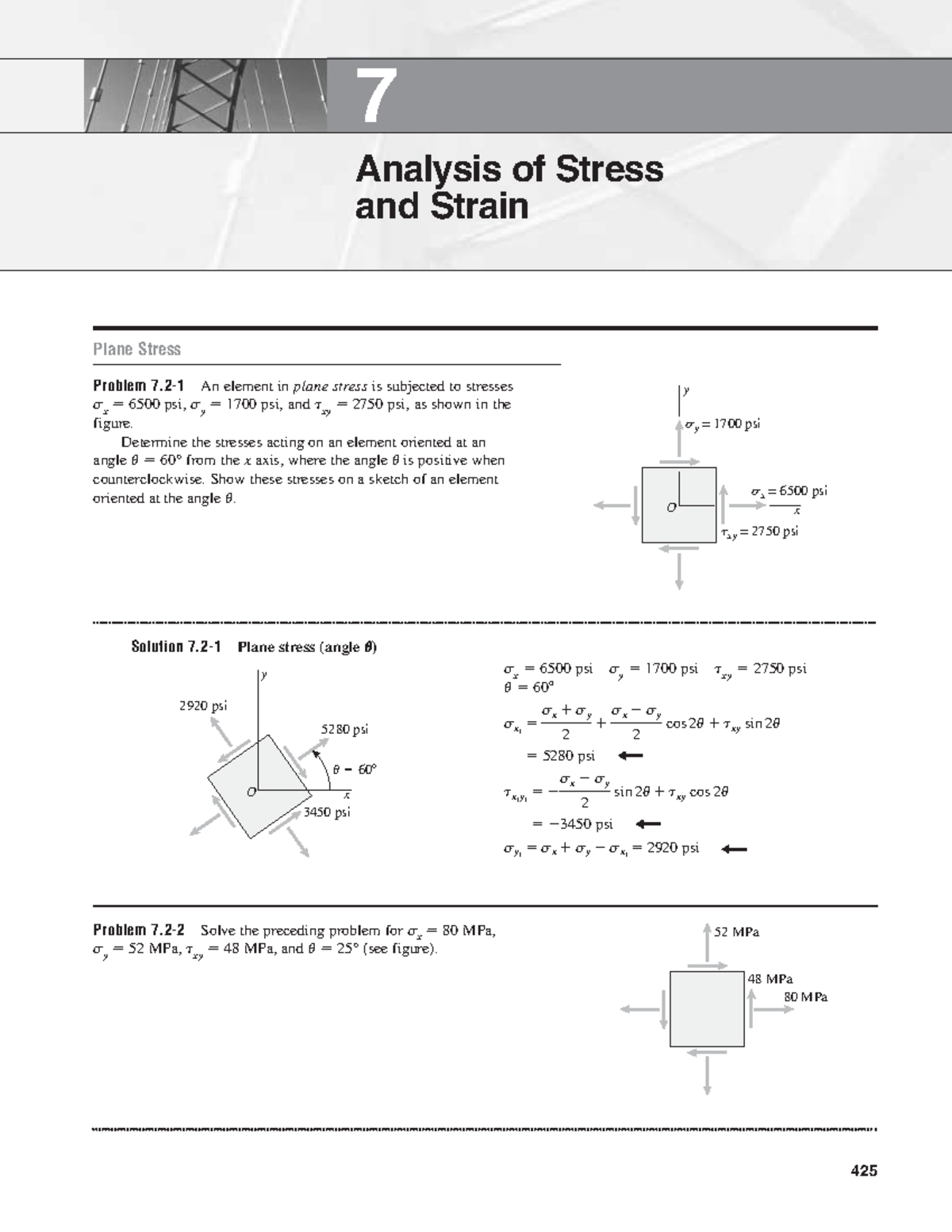 Mechanics of Materials Chap 07-01 - Plane Stress Problem 7-1 An element ...