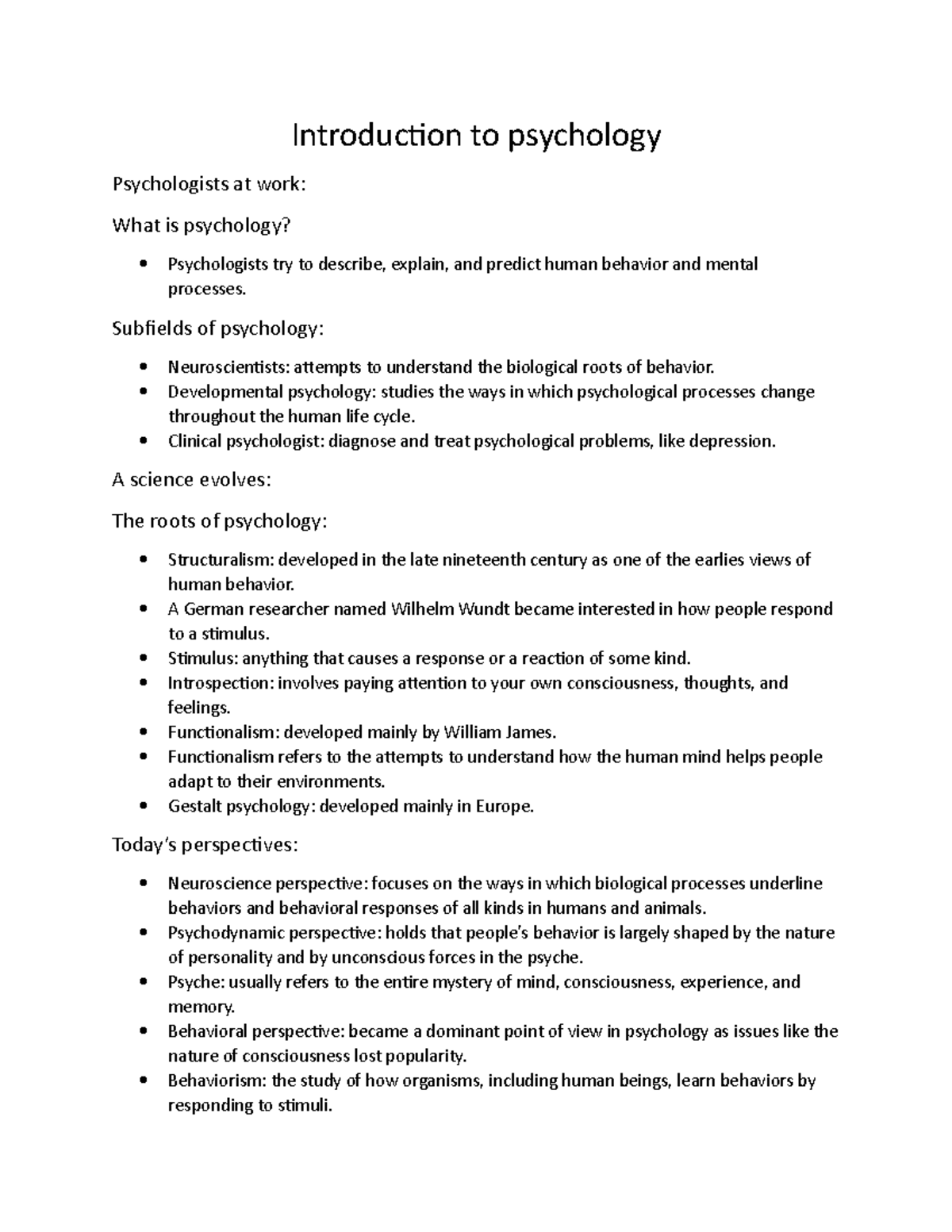 Introduction to psychology - Introduction to psychology Psychologists ...