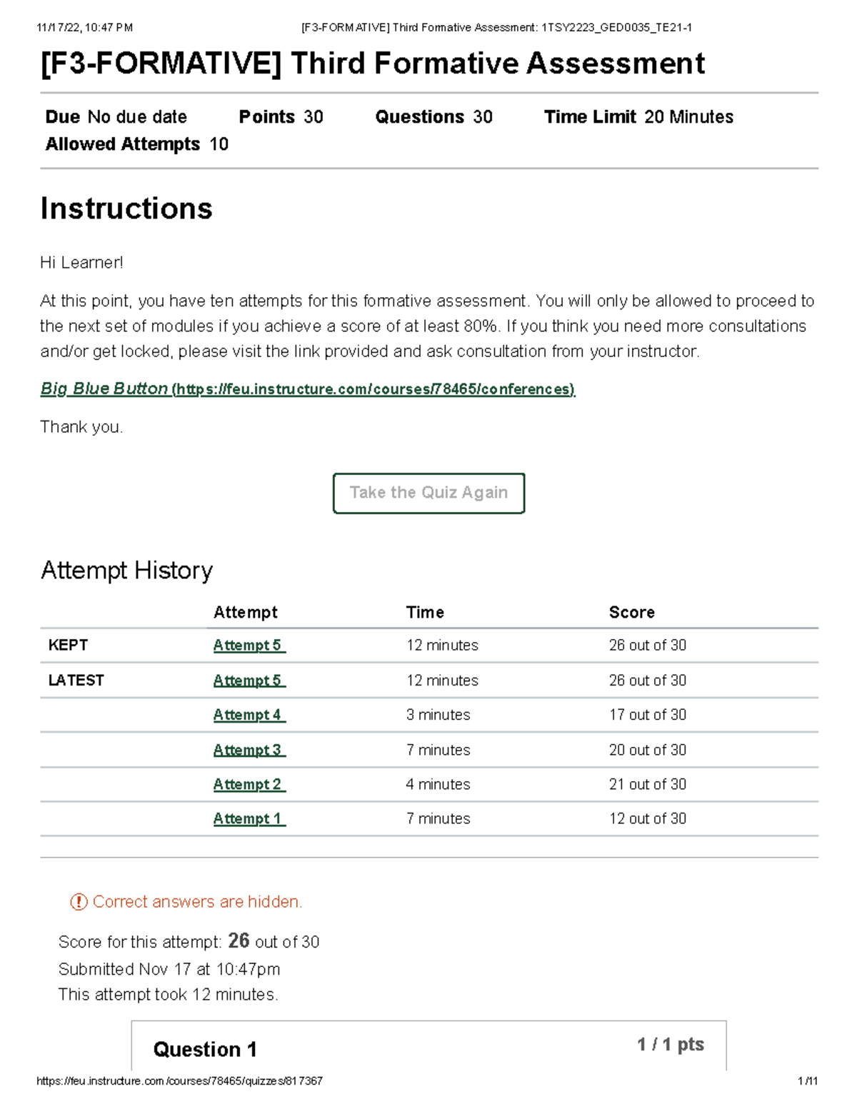 FA3 - FORMATIVE - [F3-FORMATIVE] Third Formative Assessment Due No due ...