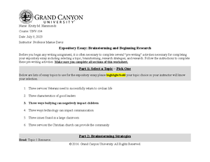 Topic 6 Final Draft Expository Essay - Final Draft: Expository Essay ...