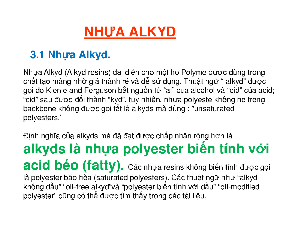 Alkyd+Polyester VN - cccccccccccccccccc - NHỰA ALKYD 3 Nhựa Alkyd. Nhựa ...