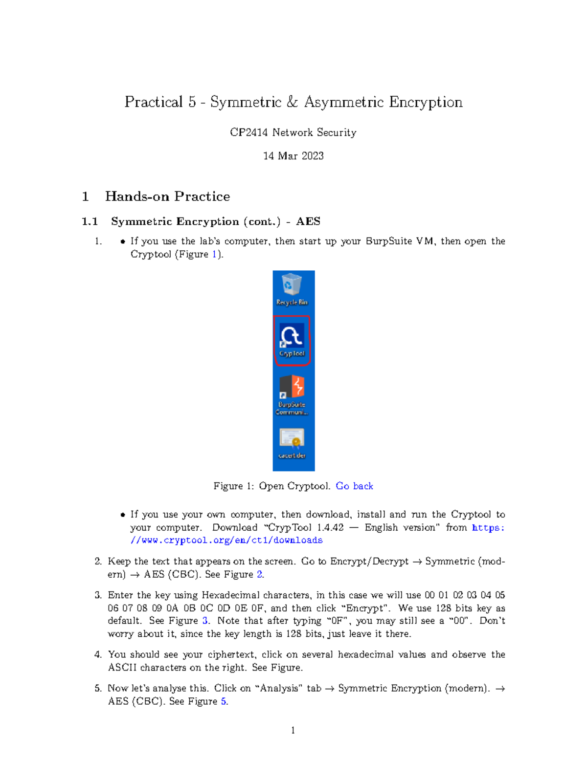 05 pratical instruction - Practical 5 - Symmetric & Asymmetric Encryption CP2414 Network - Studocu