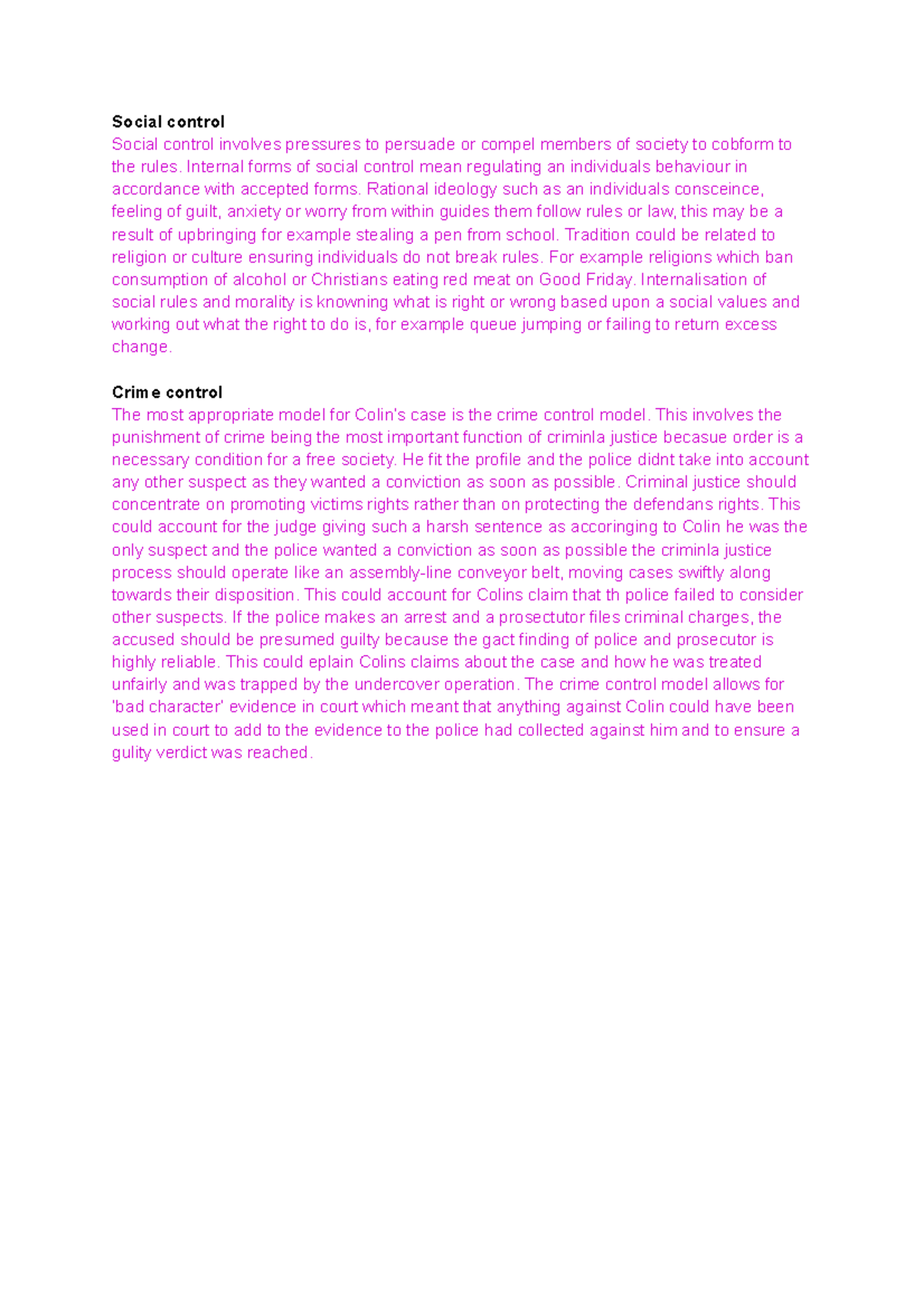 Internal social control and crime control - Social control Social ...