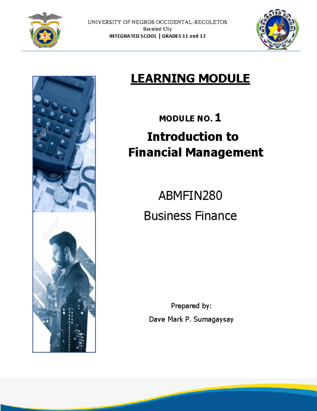 Learning- Module Finance Module 1 - UNIVERSITY OF NEGROS OCCIDENTAL ...