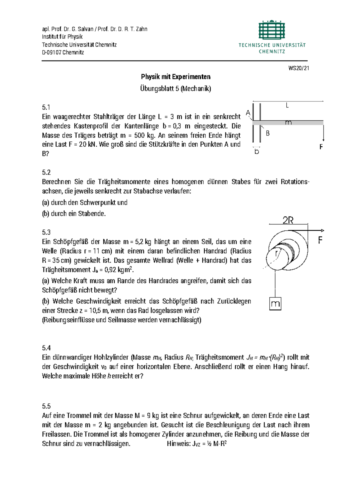 Übung-5 - Übung - apl. Prof. Dr. G. Salvan / Prof. Dr. D. R. T. Zahn Institut für Physik ...