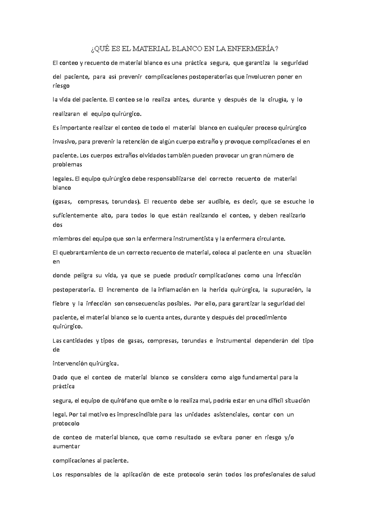 QUÉ ES EL Material Blanco EN LA Enfermería - ¿QUÉ ES EL MATERIAL BLANCO ...