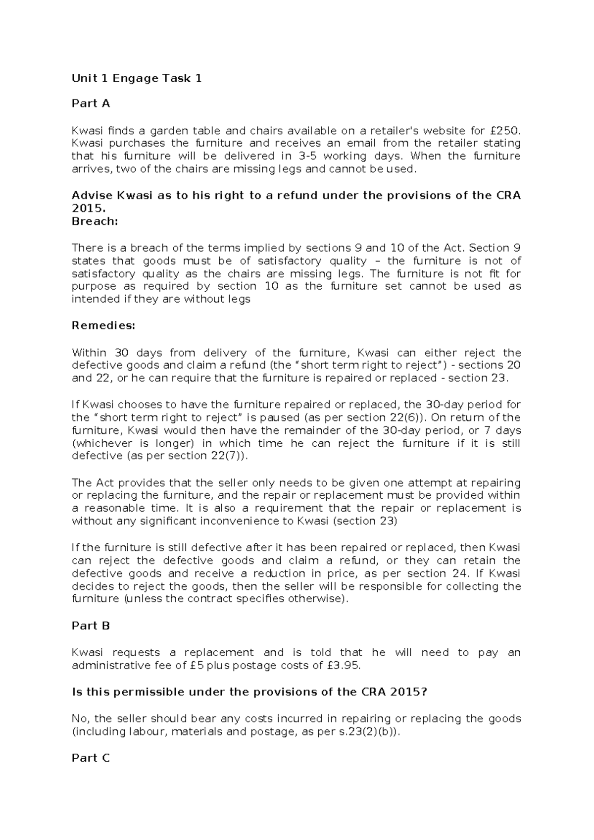 Unit 1 Engage Task 1 - notes - Unit 1 Engage Task 1 Part A Kwasi finds ...
