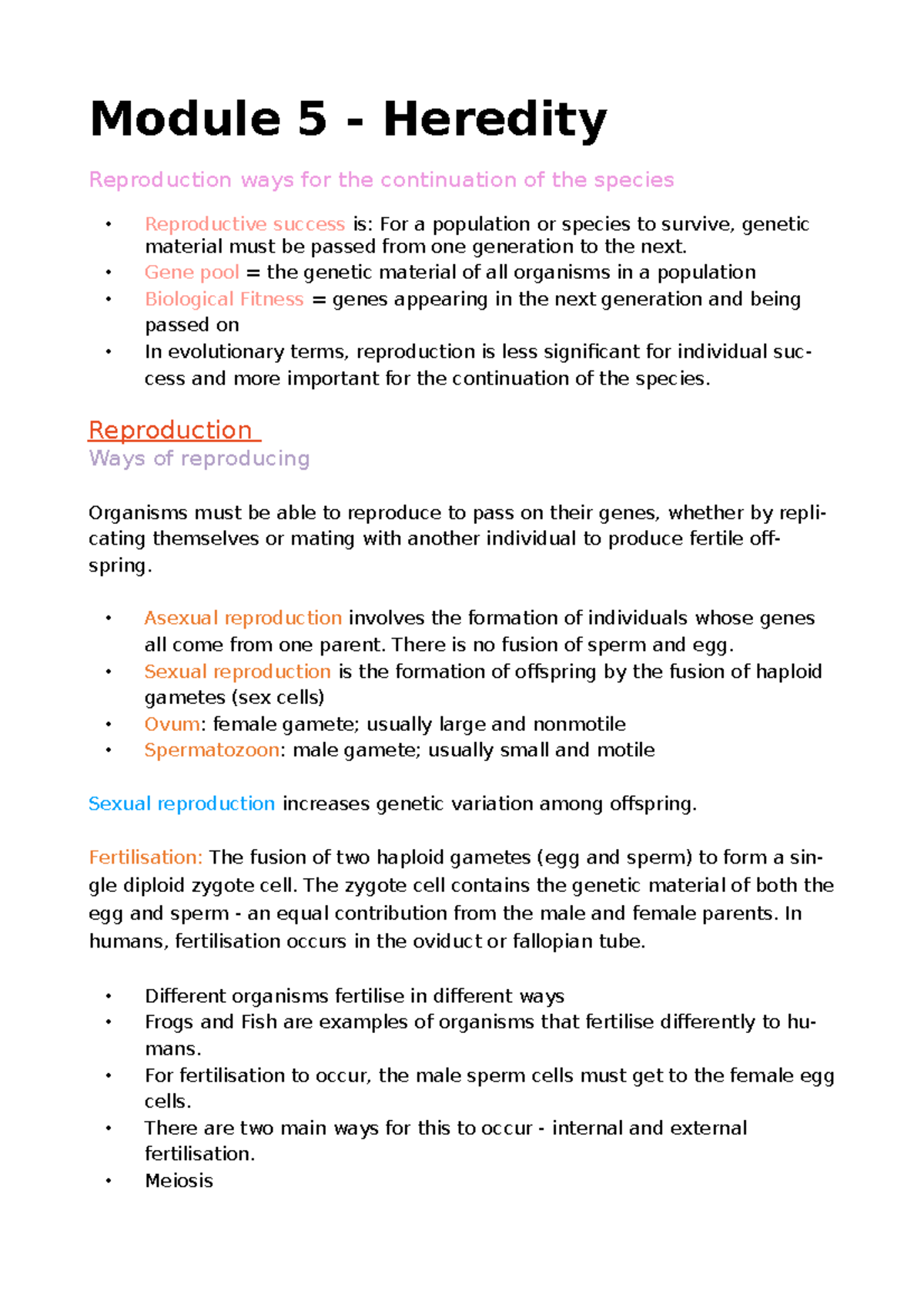 Biology Module 5 Notes ...