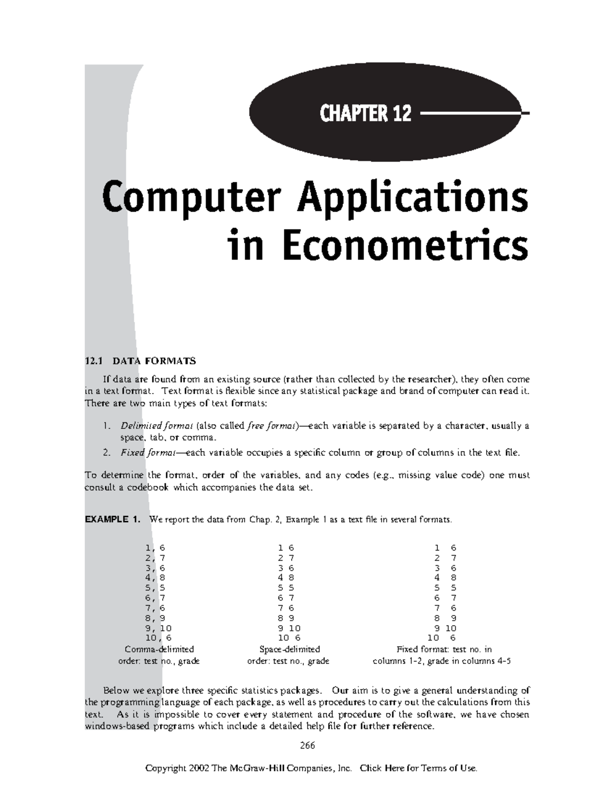 Software Application To Econometrics 266 Computer Applications In Econometrics 12 Data Formats