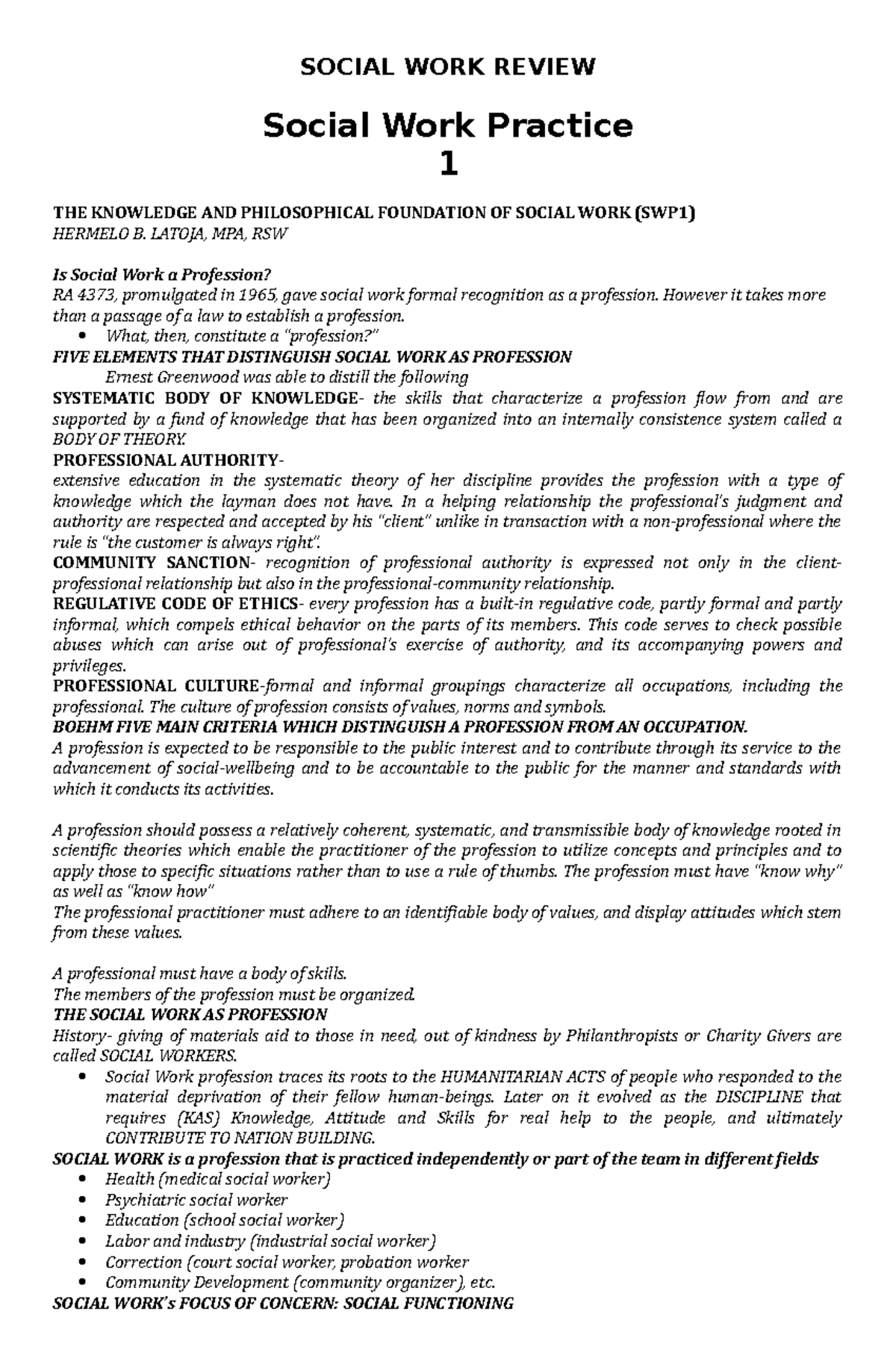 SWP 1 - This Program Provides Knowledge on the Philosophical Foundation ...