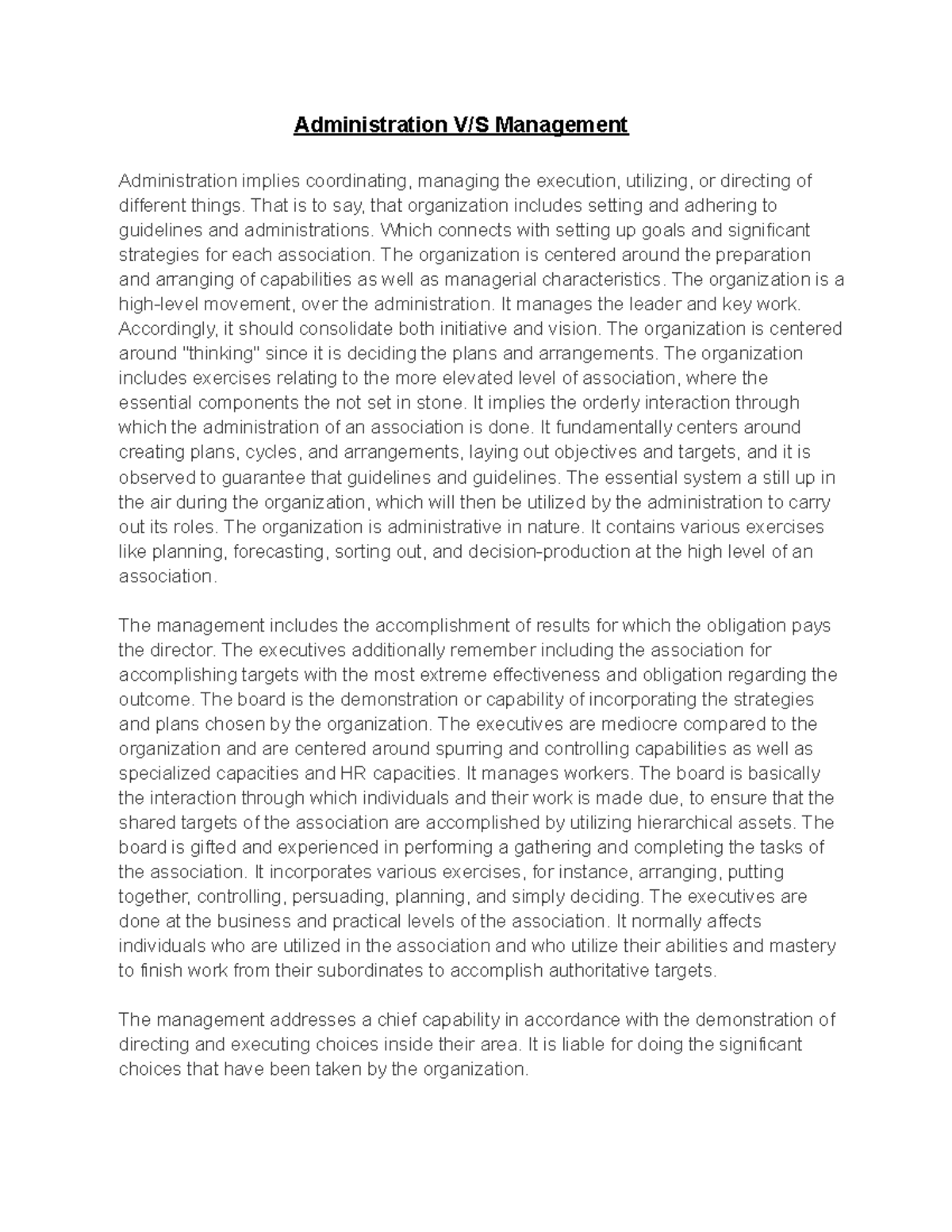 Chapter-1 Administration And Management - Administration V/S Management ...