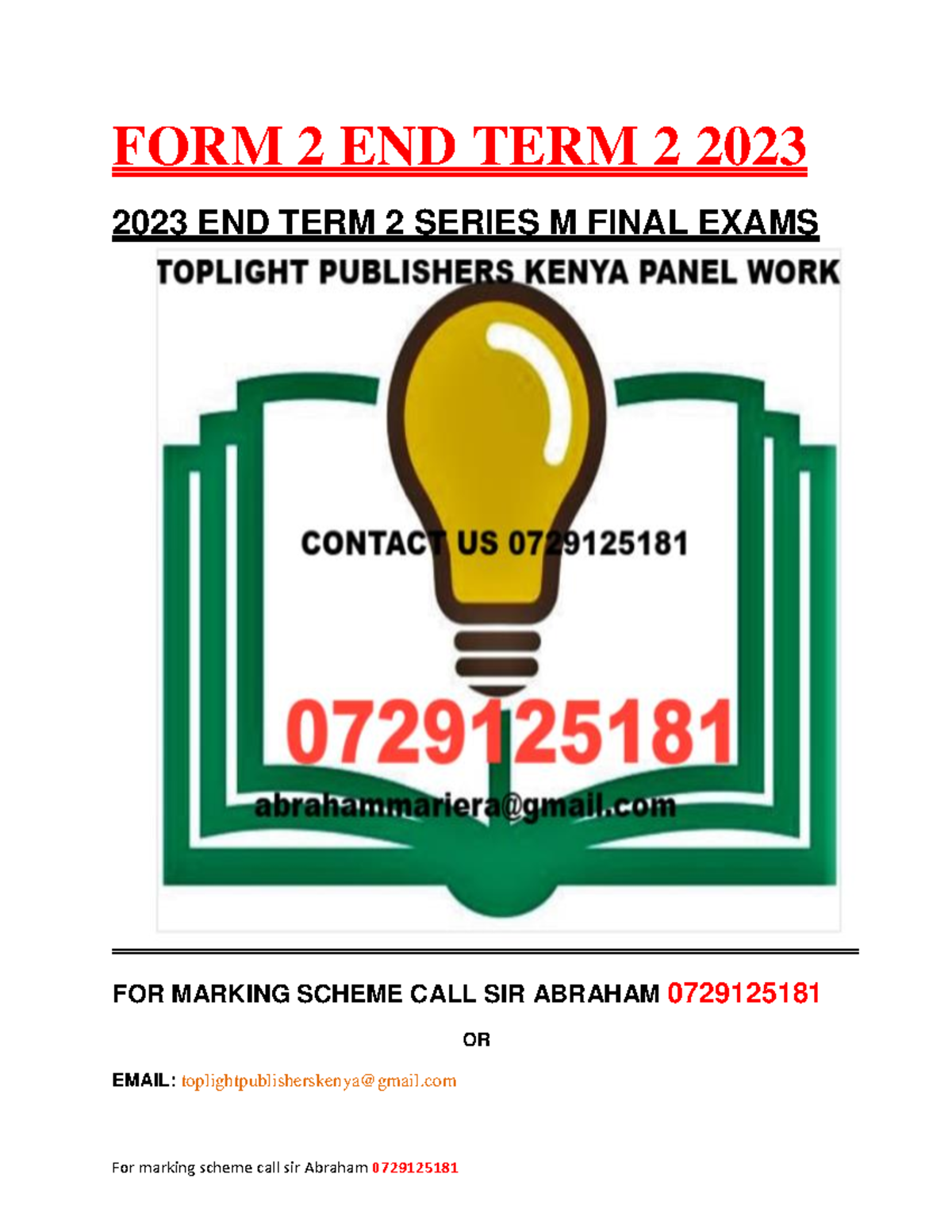 FORM 2 END TERM 2 2023. Series M Finaldocx - FORM 2 END TERM 2 2023 ...