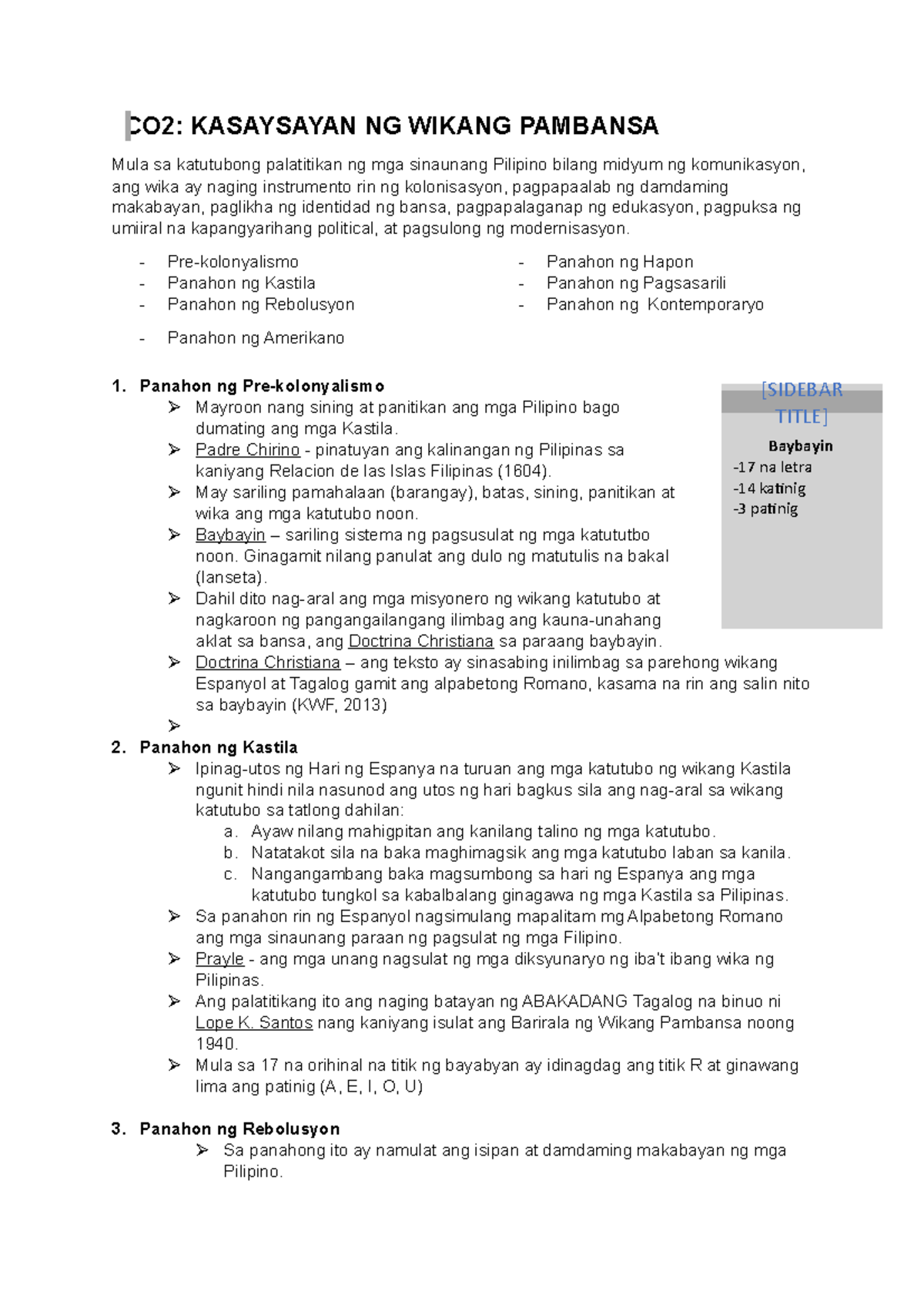CO2: Kasaysayan ng Wikang Pambansa Filipino - Baybayin -17 na letra -14 ...