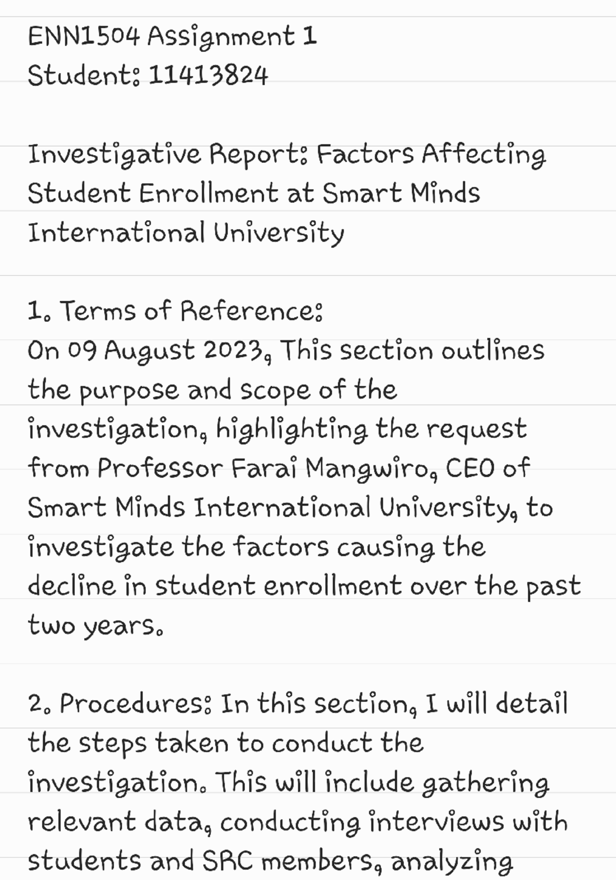 ENN1504 Assignment 01 - Essay - LAWS 1004 - Studocu