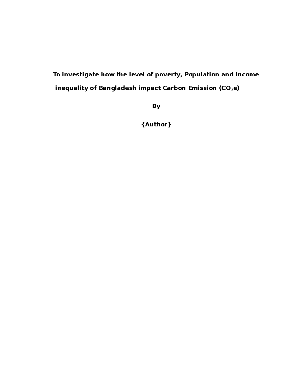 Caborn emission research - To investigate how the level of poverty ...