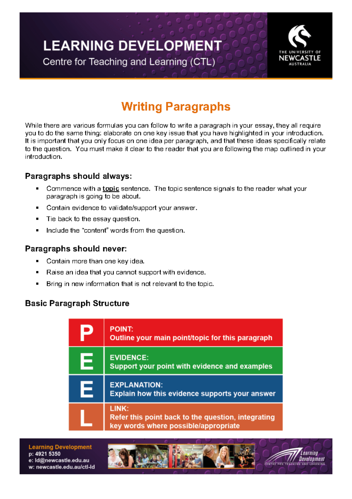 PEEL Method - 1 Writing Paragraphs While there are various formulas you ...