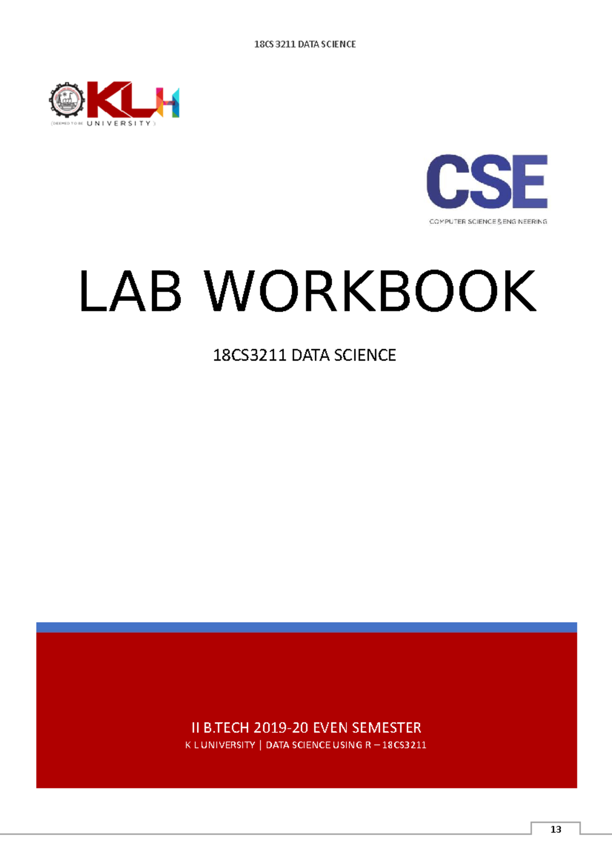 441779828 Data Science Lab Manual Lab Workbook 18cs3211 Data Science Ii B 2019 20 Even 